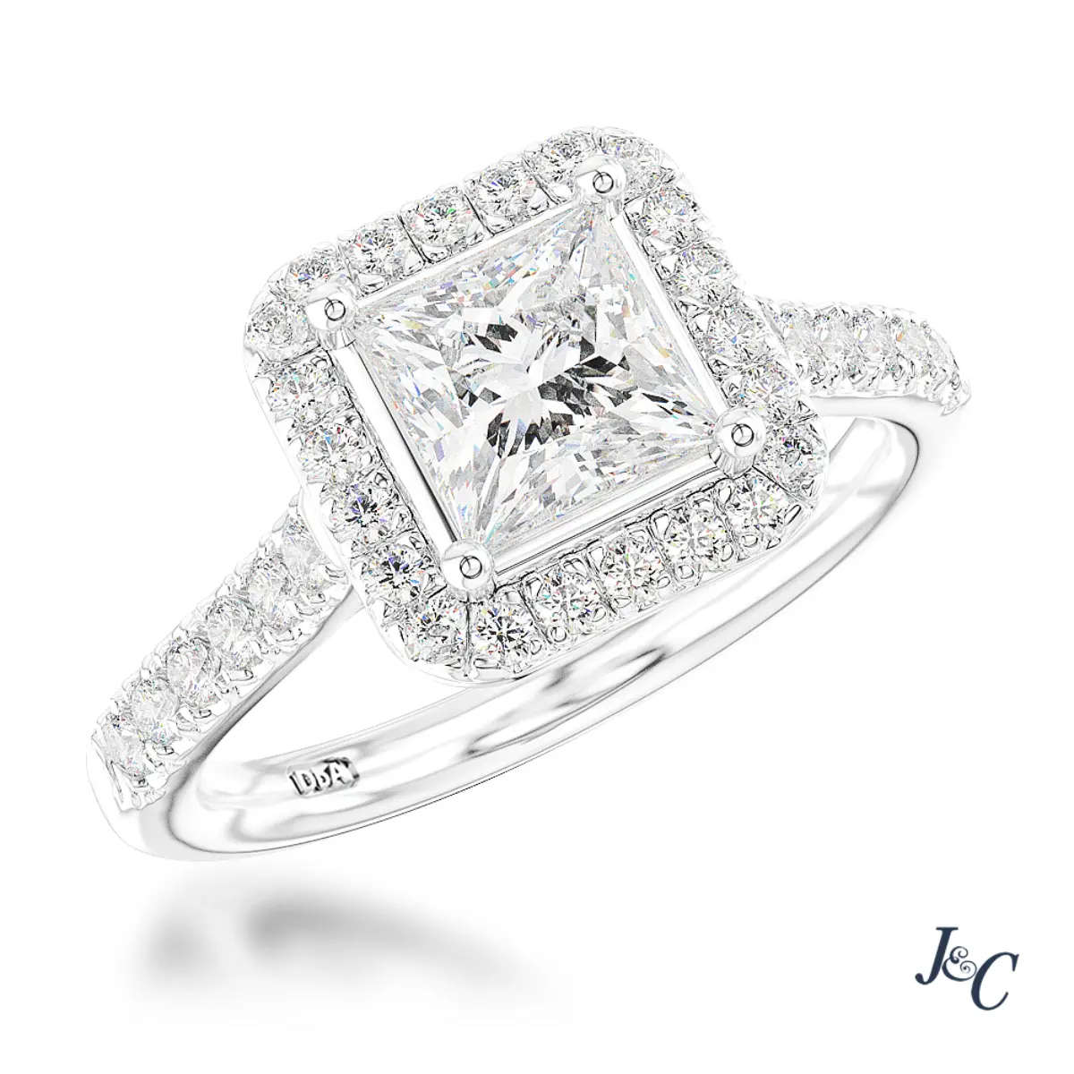 Platinum 1.00ct E SI1 Princess Cut Cluster ring | Jamieson & Carry ...