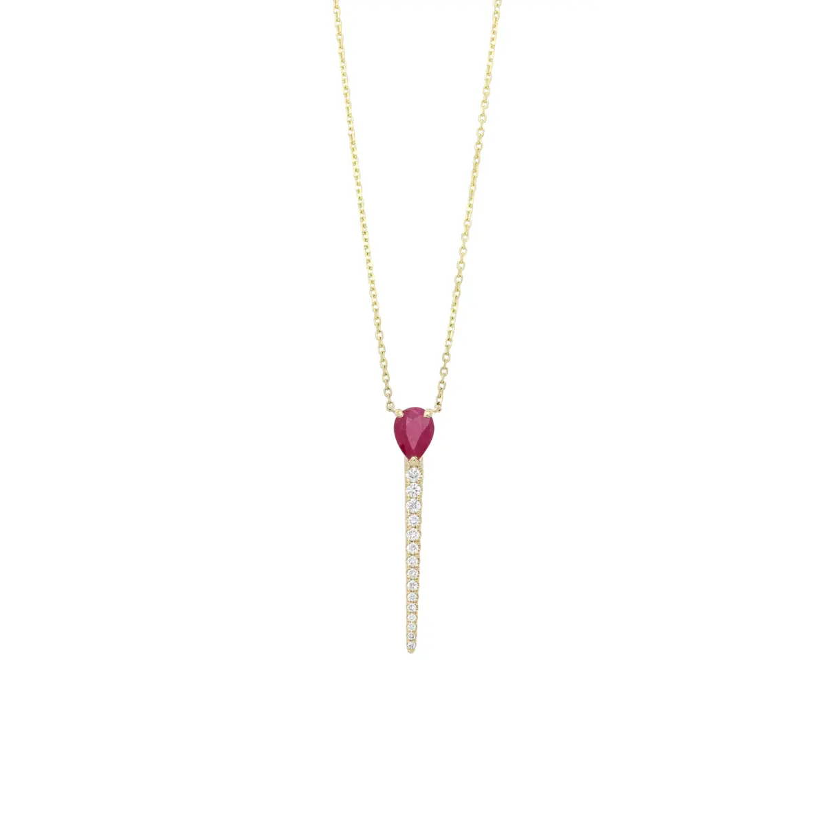 18ct yellow gold ruby and diamond drop pendant | Jamieson & Carry ...