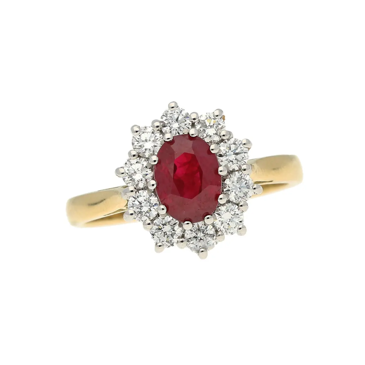 18ct gold ruby and diamond cluster ring | Jamieson & Carry - Jamieson ...